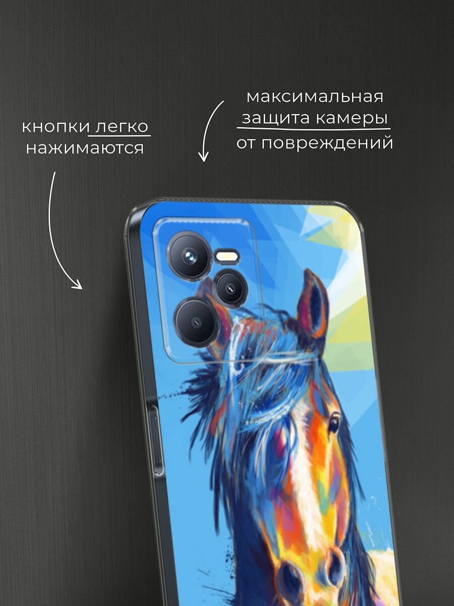 Силиконовый чехол на Realme C35 / Реалми C35 с принтом "Лошадь арт 3" — фото 1