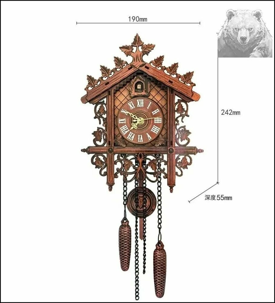 Часы настенные "Эта кукушка", дерево, ручная работа, 3мм, 1000г