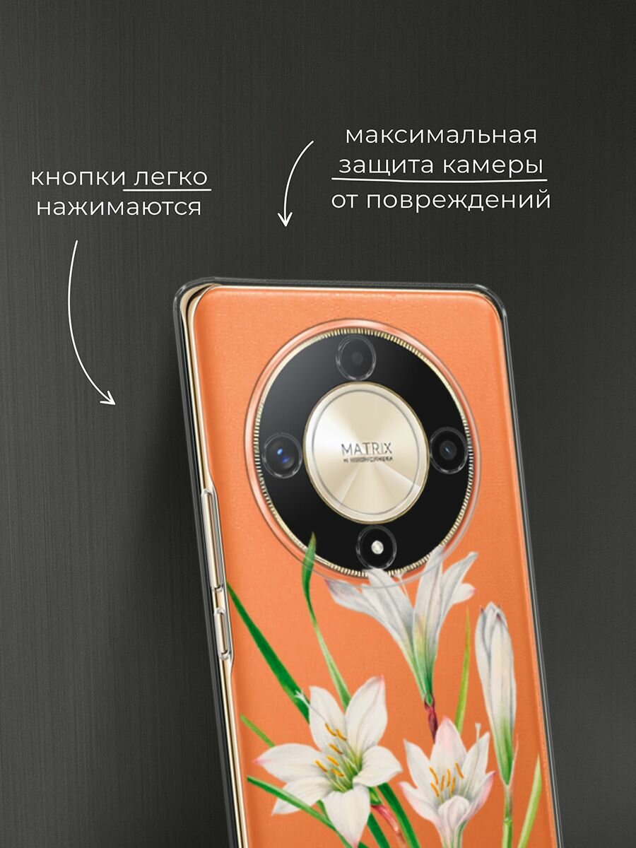 Чехол на Honor X9b / Хонор X9B с принтом "White lily", прозрачный — фото 1