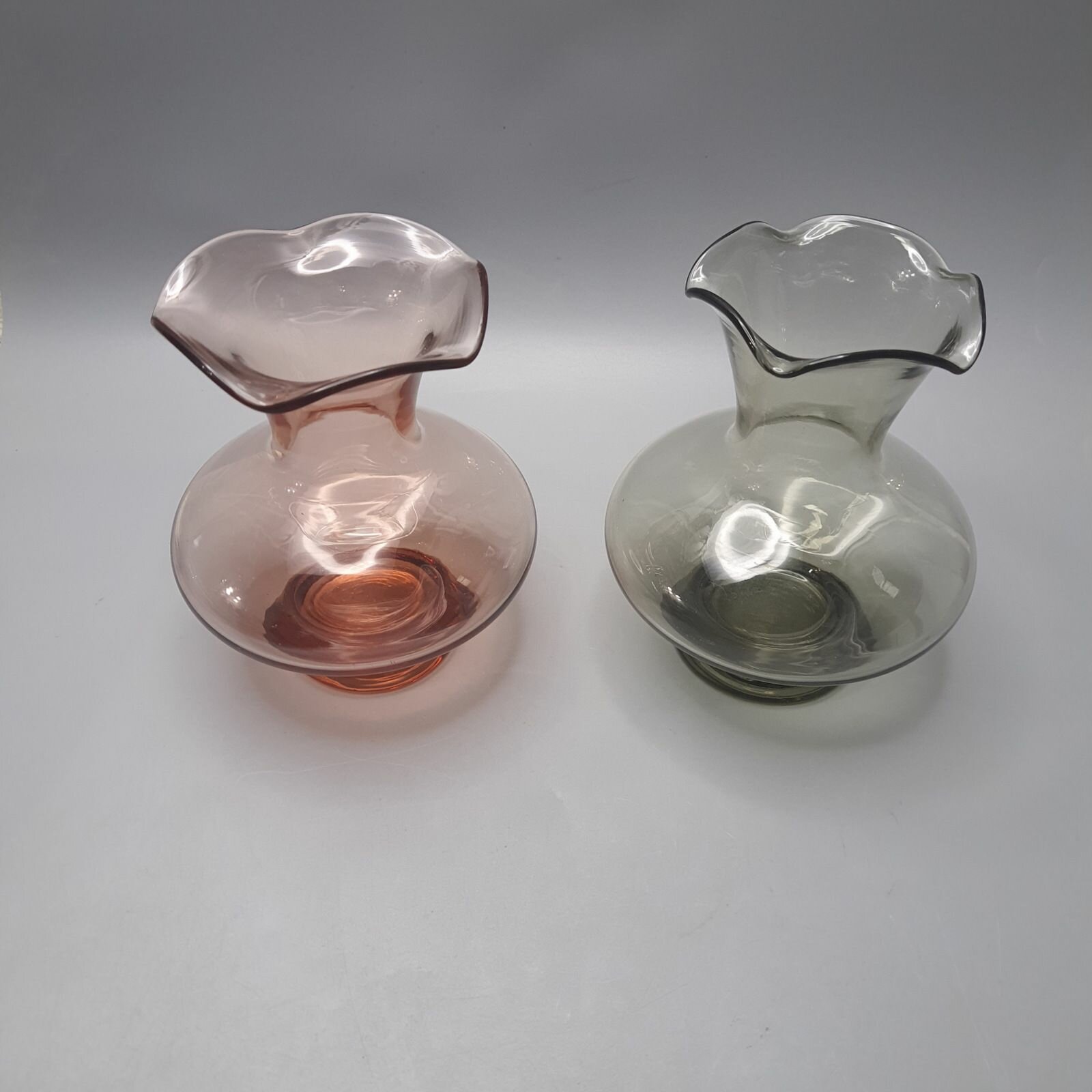Винтажные парные вазочки цветное стекло, СССР 70-80-е