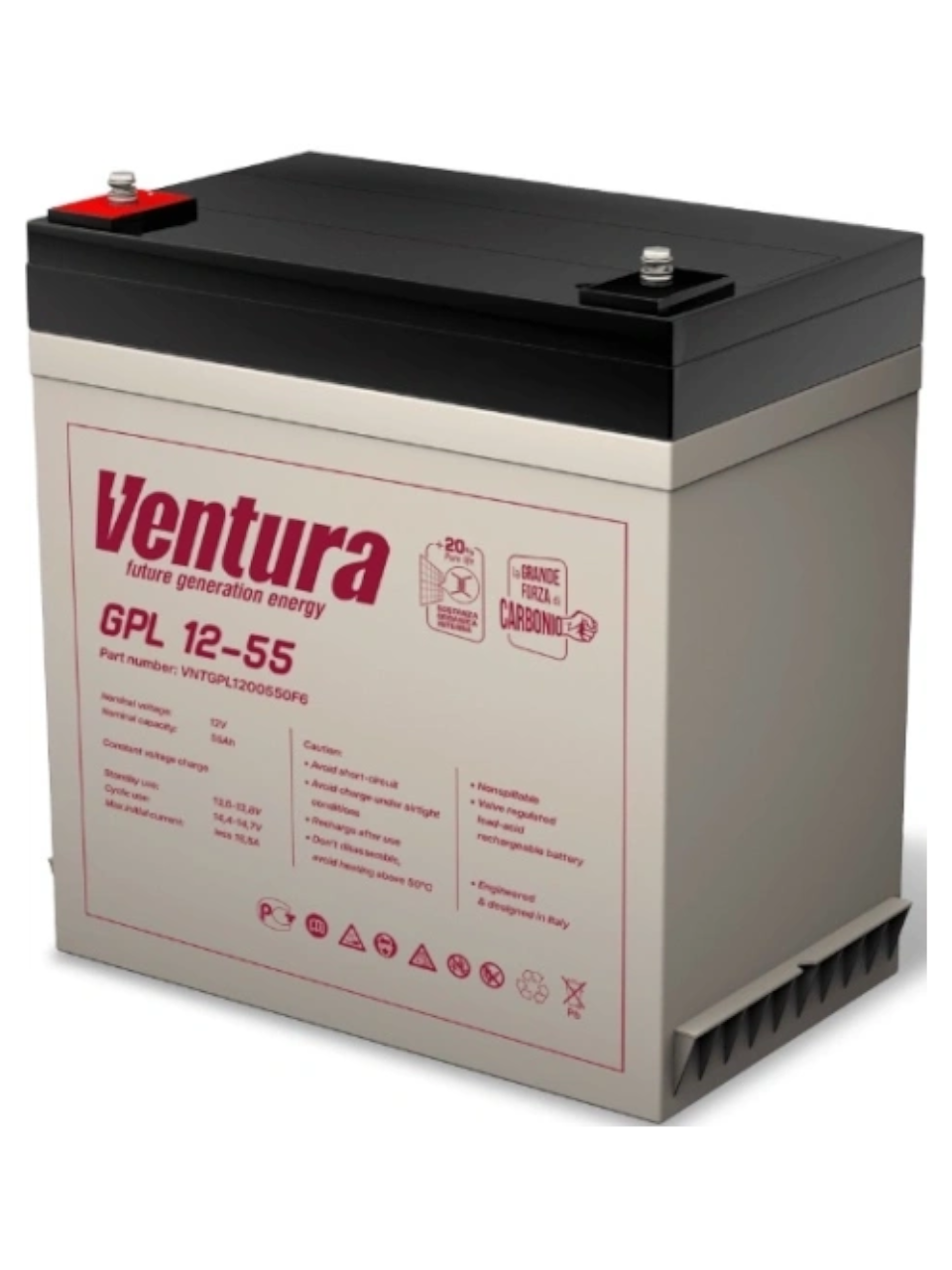 Аккумуляторная батарея Ventura "GPL 12-55", для ИБП и систем связи, ёмкость 58 А·ч