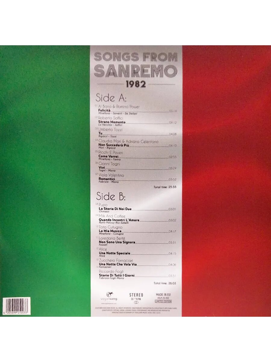 Various - Songs From Sanremo 1982 — фото 1