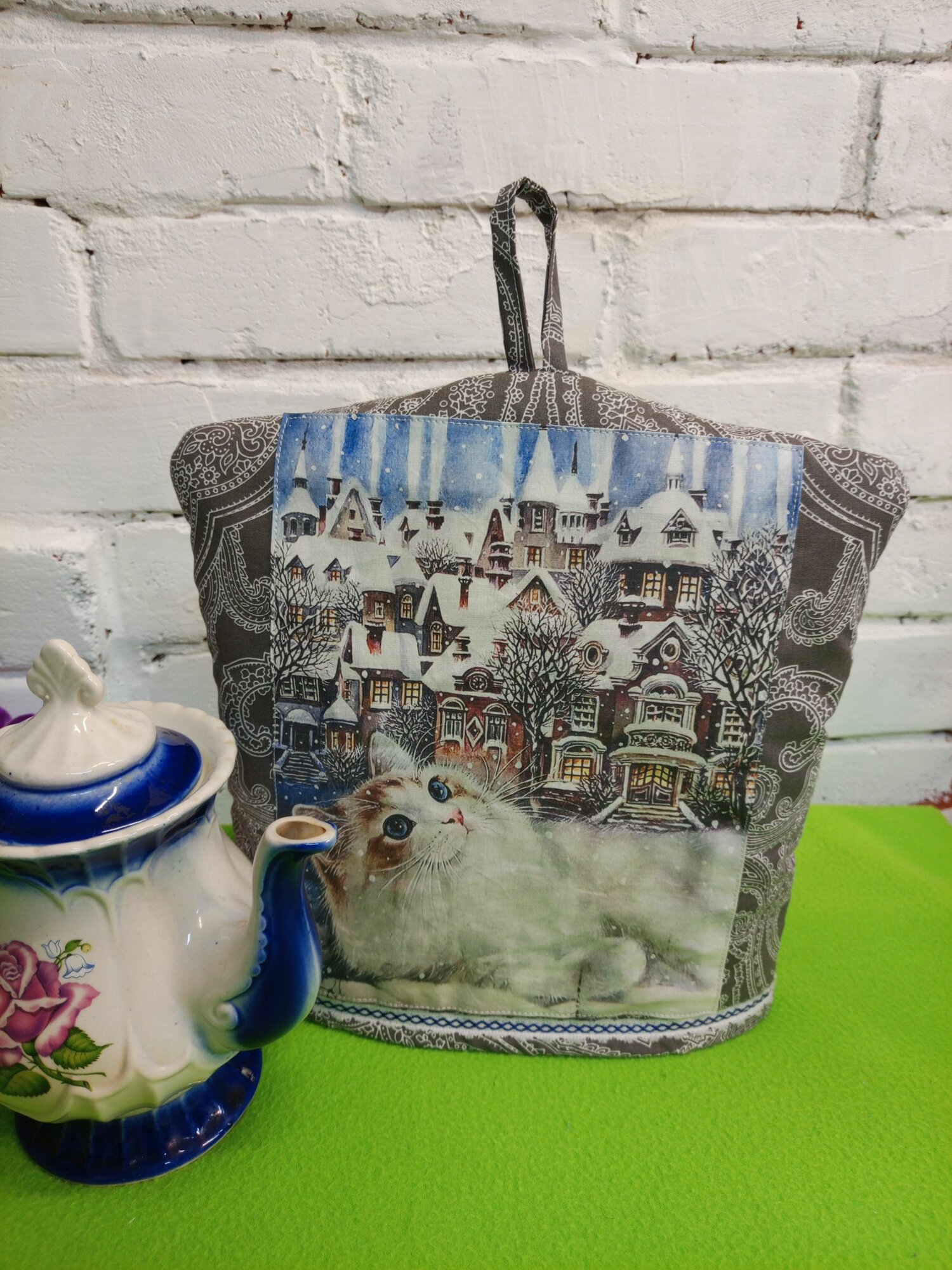 Грелка на чайник "Мурлыка" хлопок, 29х30 см.