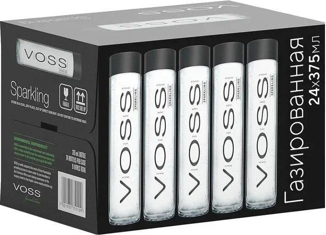 Voss 0.375L. Стекло, газ/24шт. Voss Вода минеральная Норвегия