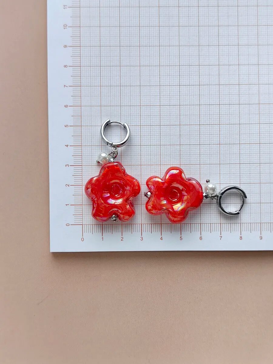 Серьги P.J. MURANO, стекло, муранское стекло, фиолетовый, красный — фото 1