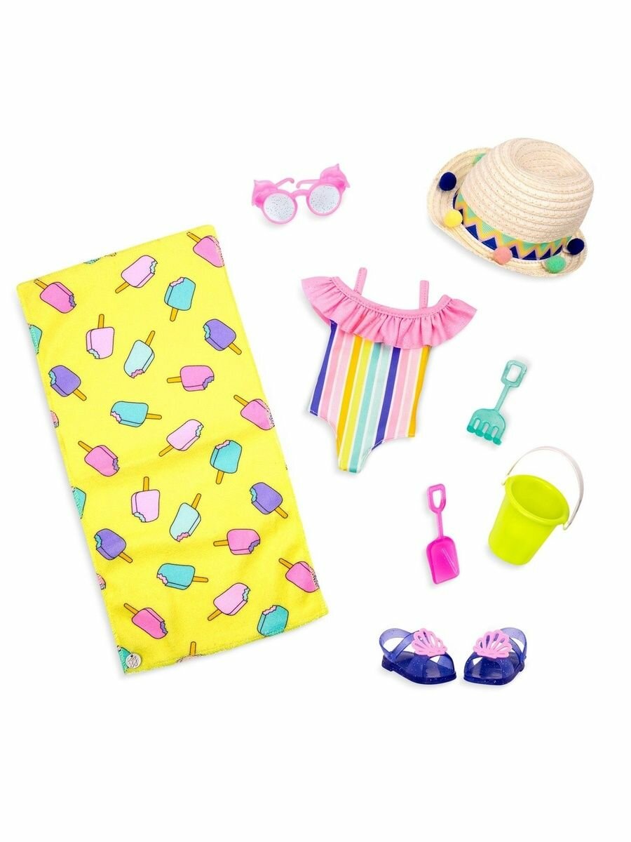 GLITTER GIRLS Одежда для кукол 35 см комплект Beach Day Rays пляжный набор аксессуары
