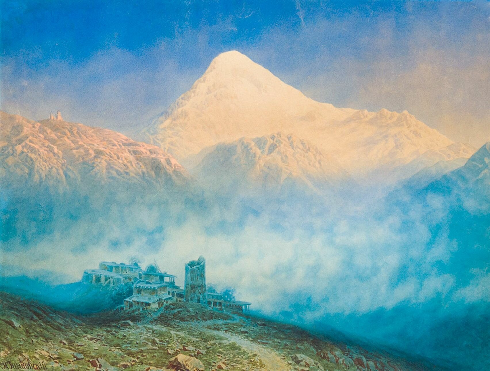 Картина Занковского Ильи Вид на Казбек 60х45 см