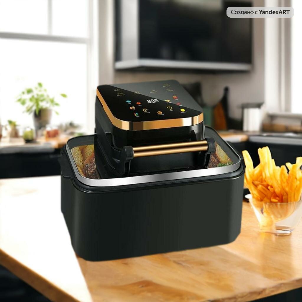 Gmark 12L Умная воздушная фритюрница с сенсорным экраном, 360 нагрев, без масла, смотровое окно, легкая очистка