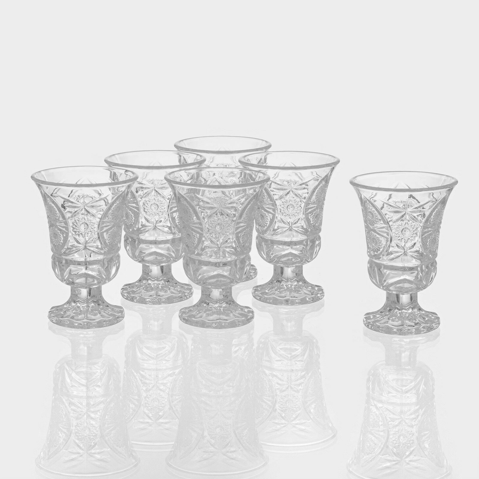 Рюмки «Ледяная звезда», 40 мл, 5.5×7.5 см, набор 6 шт, стекло, прозрачные