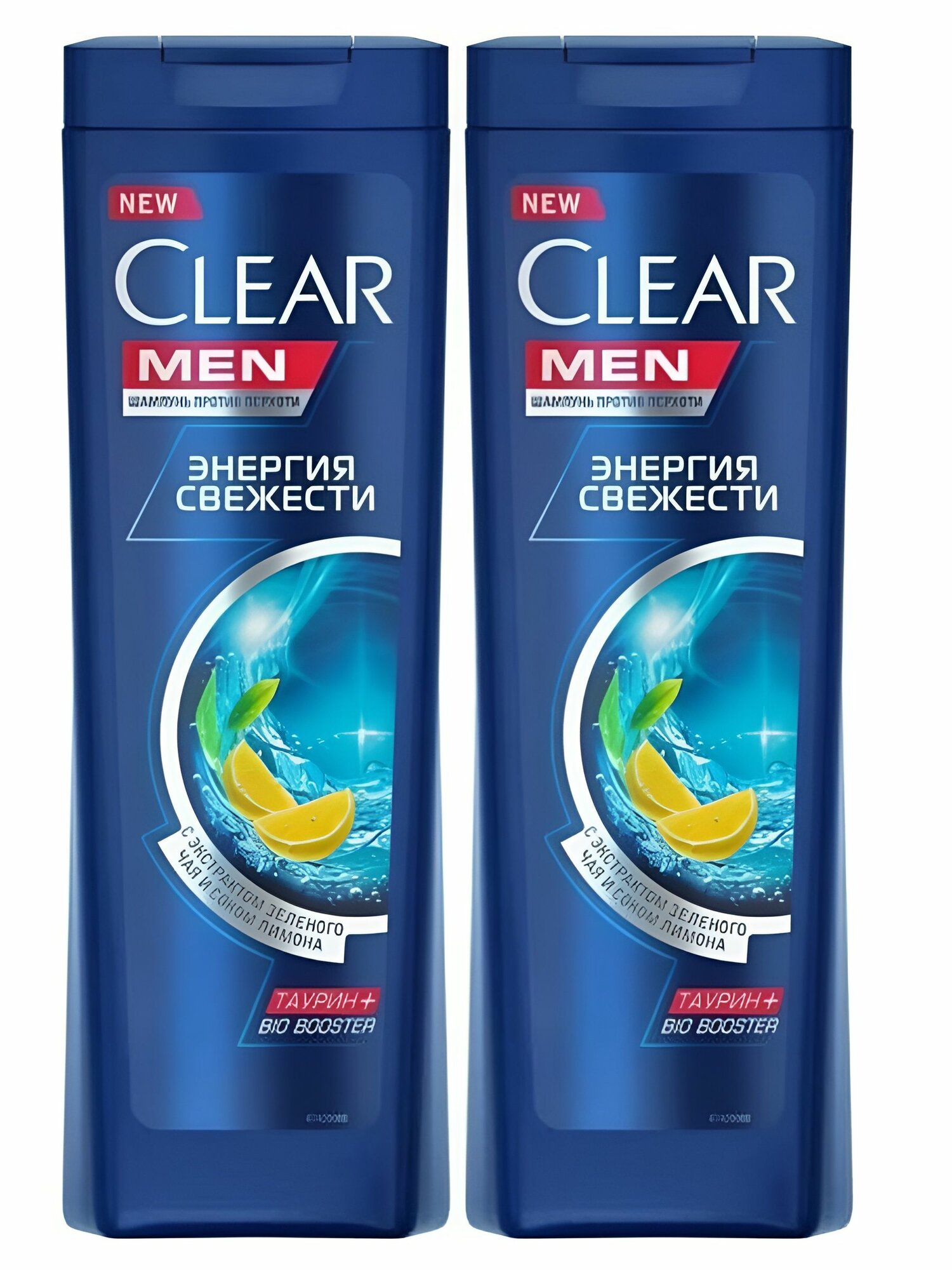 Шампунь для мужчин Клиар Мен Энергия свежести с экстрактом зеленого чая и соком лимона 400 мл. Набор 2 шт.