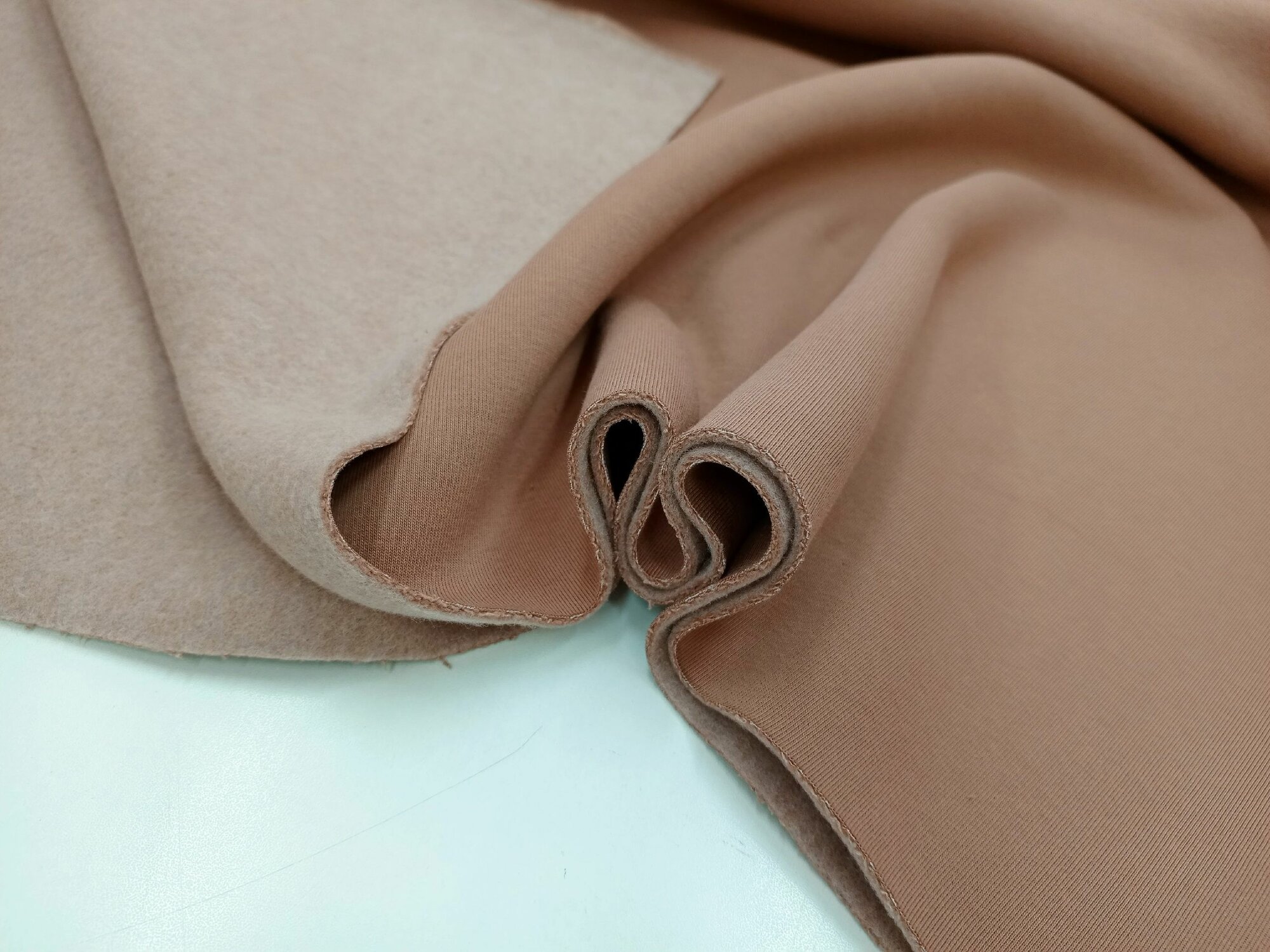 Трикотаж футер 3х нитка с начесом "Кофе с молоком" , ткань для шитья, длина 100 см, ширина 180 см