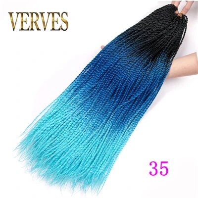 Косы VERVES омбре синие, 24 дюйма, 30 нитей, 5 шт./лот