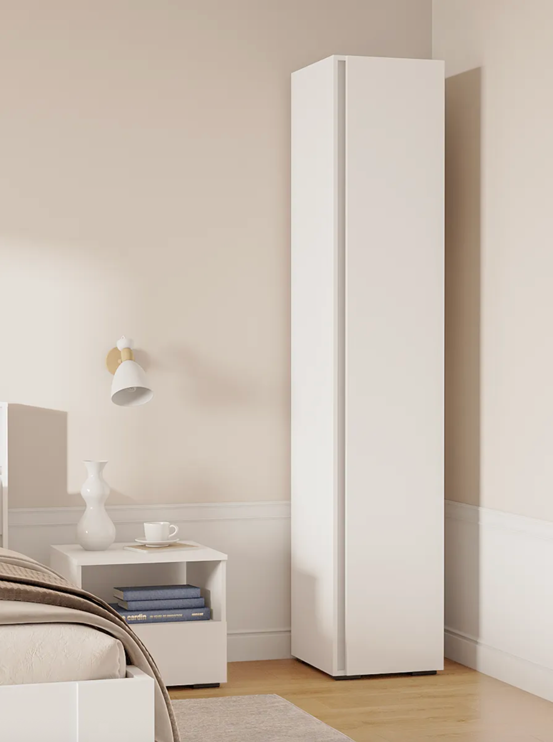 Шкаф-пенал узкий (40×210×46 см), белый — пенал со штангой Хелен ПН-01