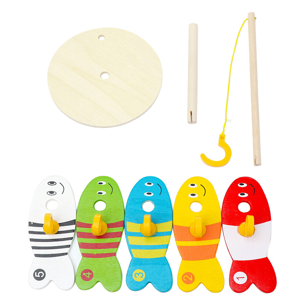 Деревянная развивающая игра Монтессори «Рыбалка» с цифровой колонной, красочная, подходит для мальчиков и девочек.