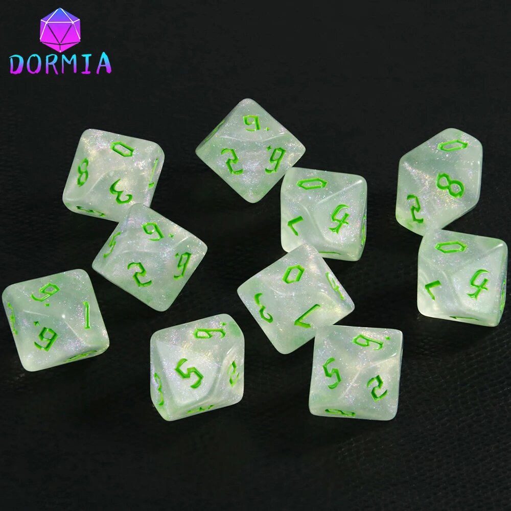 Набор кубиков D10 Dormia, изумрудный, A04, 10 шт.