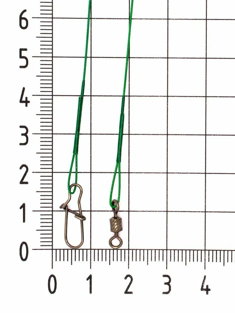 Поводок рыболовный, набор 10 шт, длина 25 см, тест 13 кг, карабин Американка, зеленый