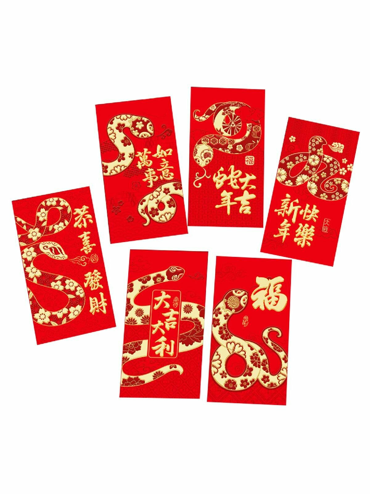 6шт конвертов для покраснения на весенний фестиваль, пакеты для денег в Год Змеи, бумажный пакет