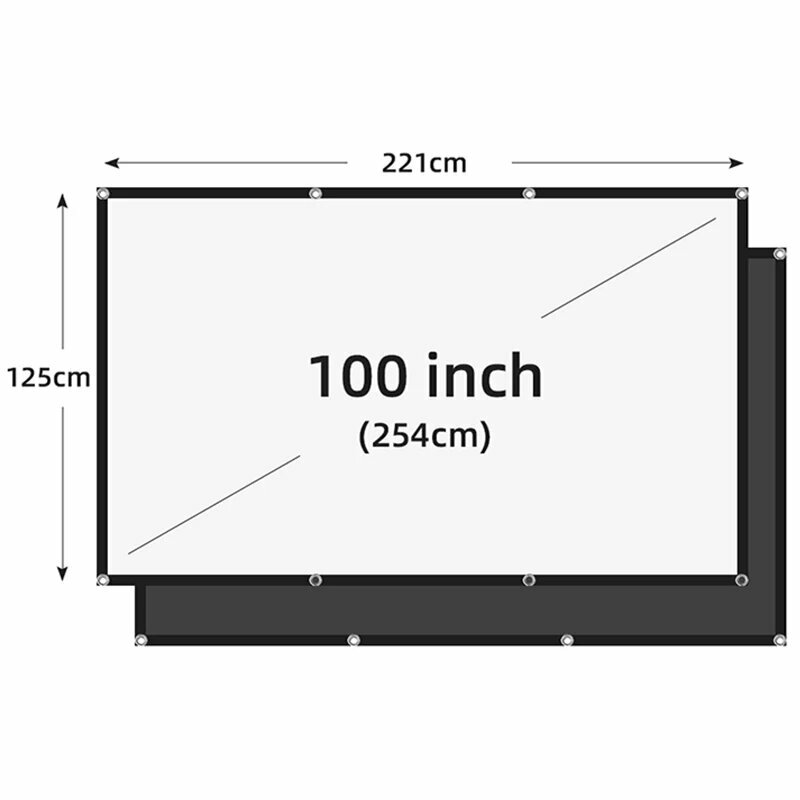 Экран для проектора VEIDADZ, 60-150 дюймов, белый, молочный, черный, 100 inch