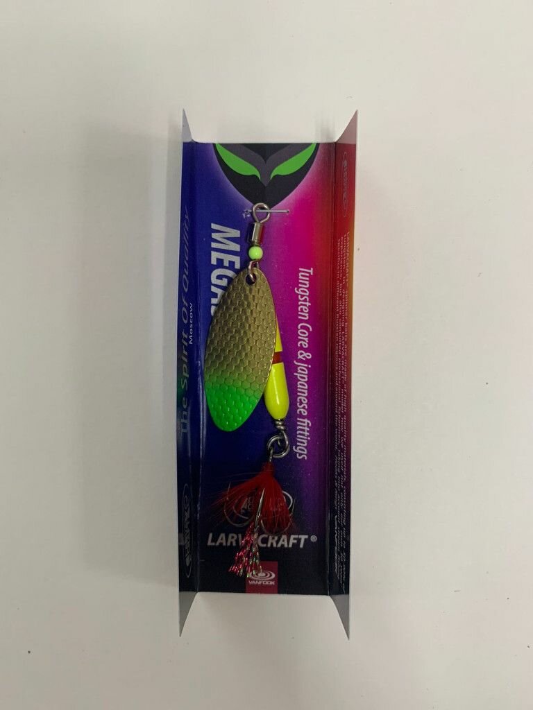 Блесна вращ. Larvacraft Megastream 10гр. Gold/Green вольфрам серд.