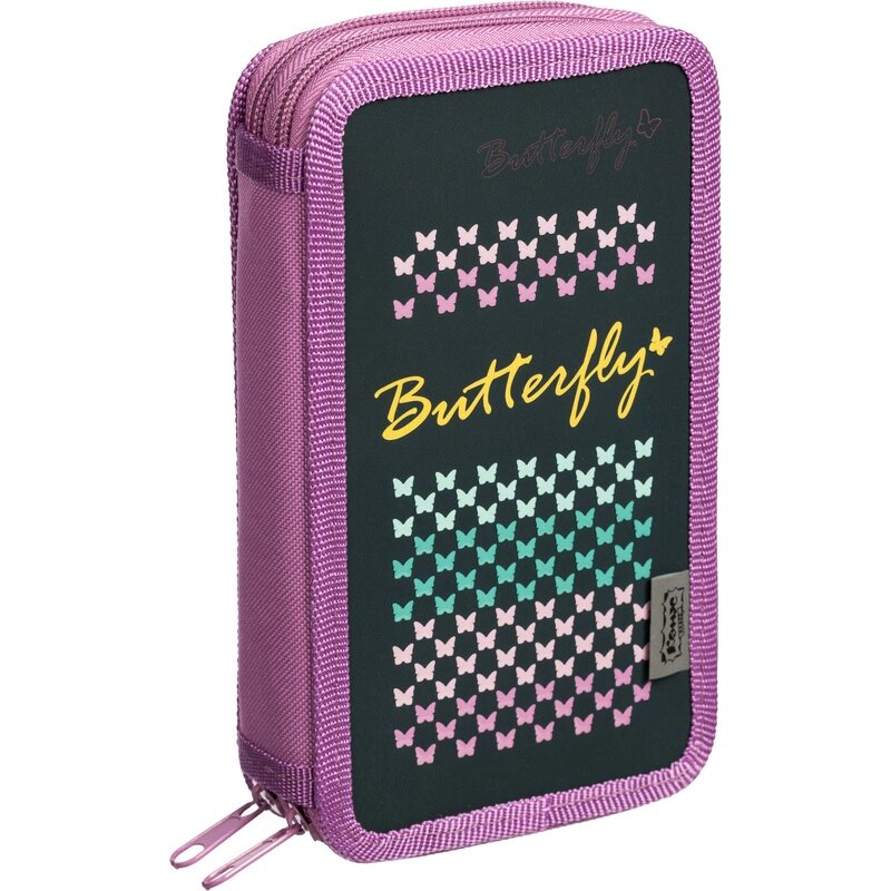 Пенал Butterfly 2 отд, выборочный лак, 190x110 мм, ПКК 11-19