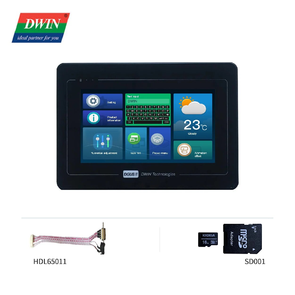DWIN DMG80480T070_15WTR 7-дюймовый цветной ЖК-экран RTP with accessory