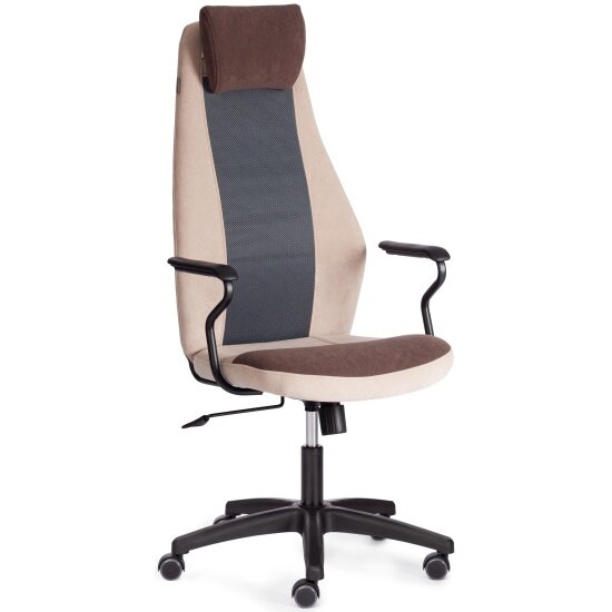 Кресло офисное Tetchair AVIATOR флок, ткань , коричневый/бежевый/серый, 6/7/W-12