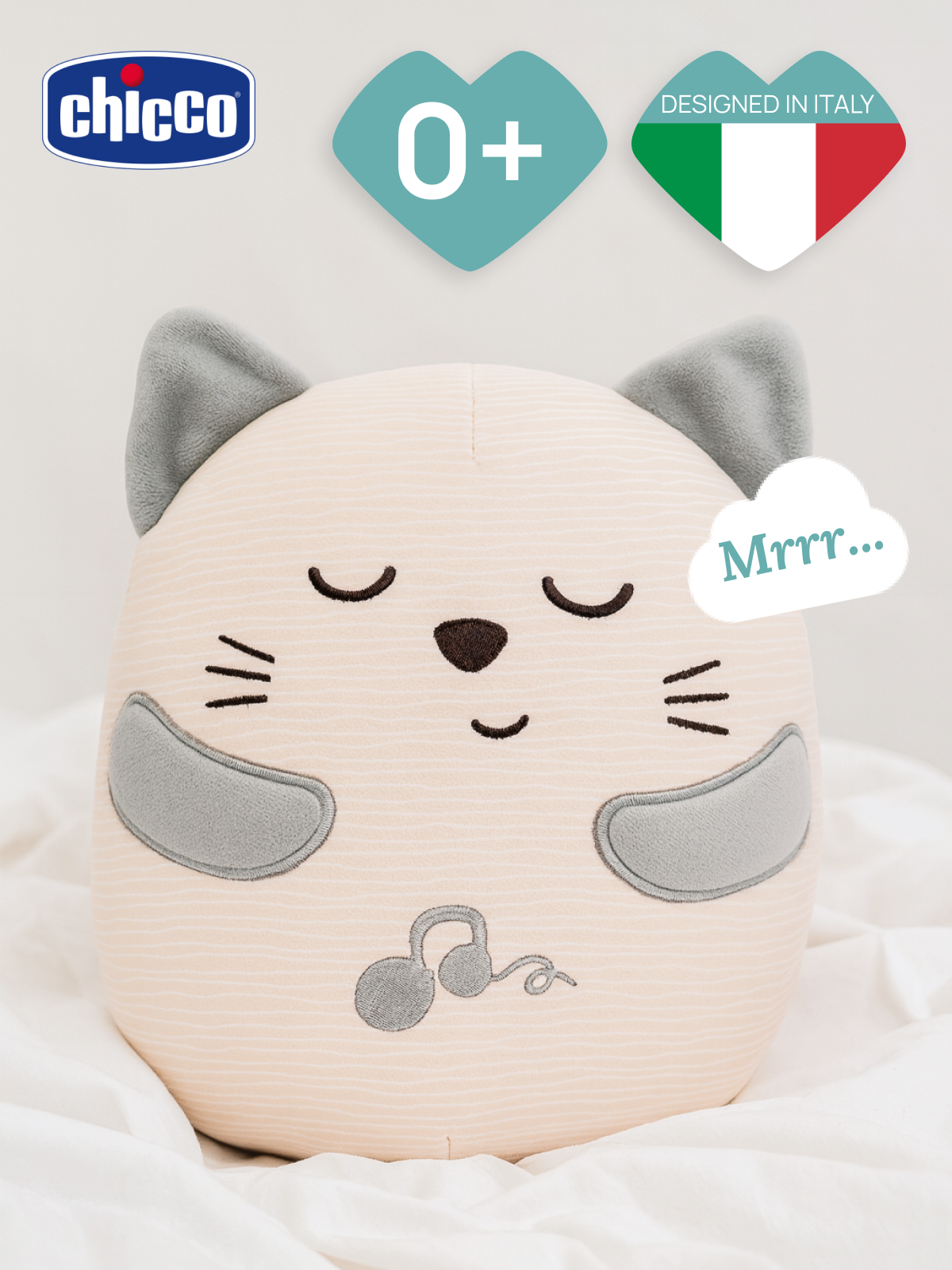 Игрушка мягкая музыкальная Chicco "Мурчащий котёнок" для новорожденных