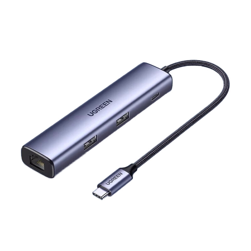USB-C хаб UGREEN 4 порта, [3-in-1] gigabit ethernet port, USB 3.0 x 2, Type-C 3.0 x 1