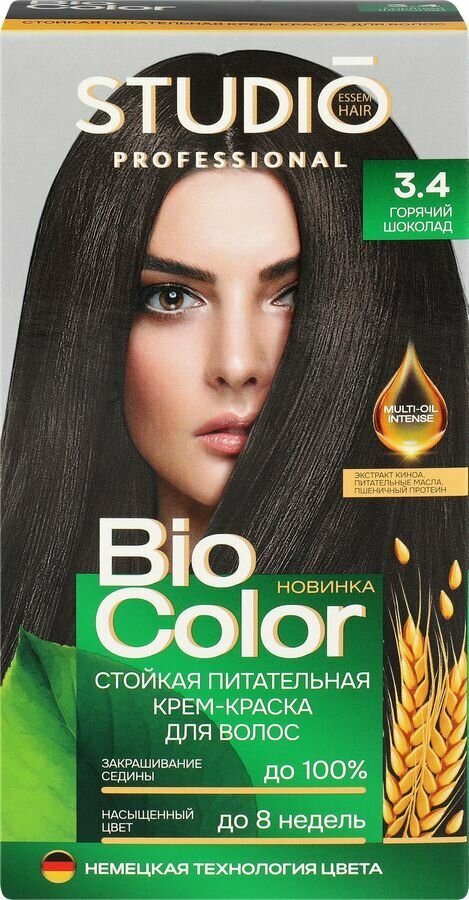 Краска д/волос STUDIO Biocolor 3.4 Горячий шоколад (Россия) 50/50/15мл