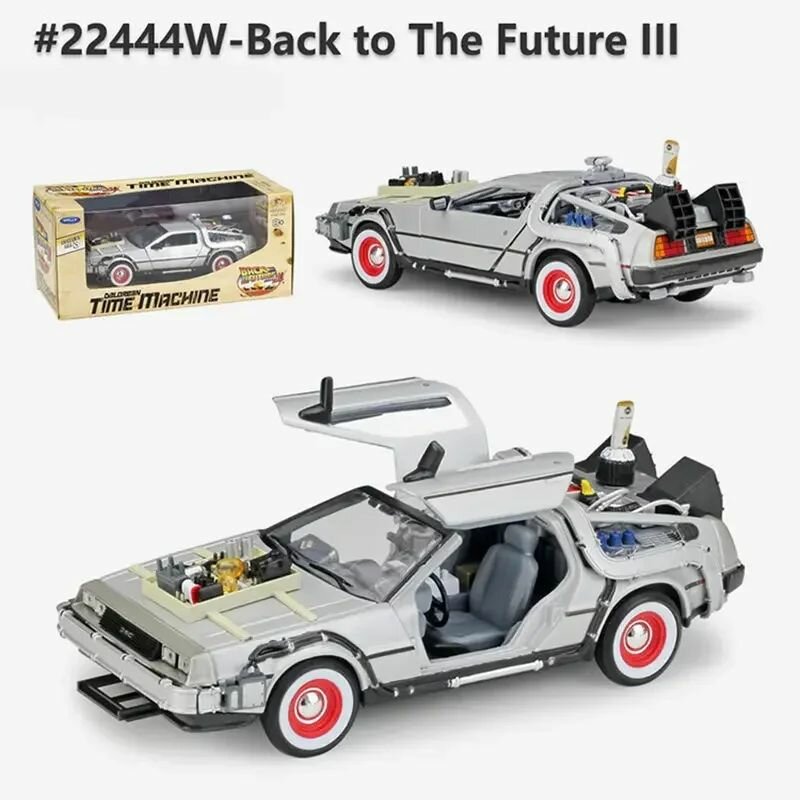 WELLY 1:24 Back To The Future Time Machine Diecast В наличии! Симулированная коллекционная модель автомобиля из сплава отличная фактура, без ощущения дешёвости, настоящий