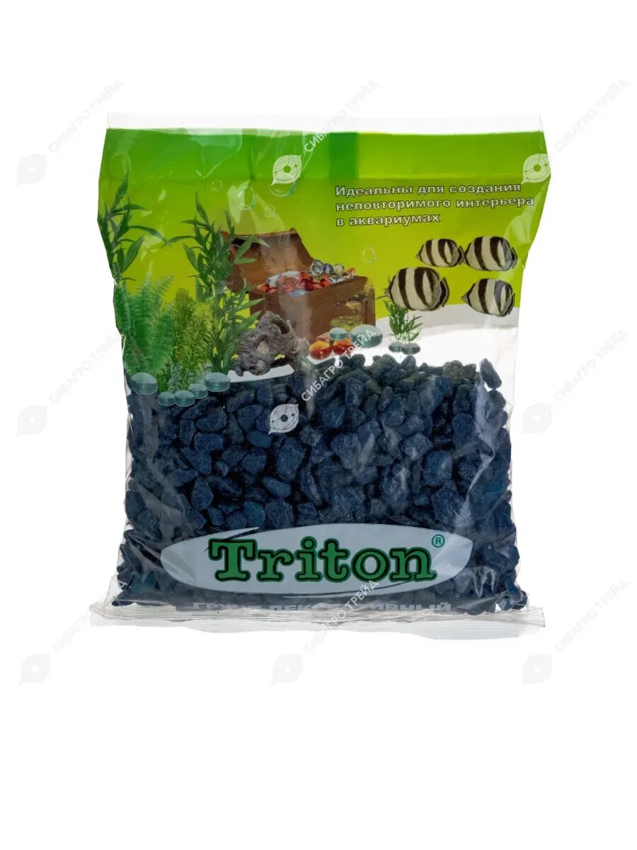 Грунт Тритон блестящий синий крупный, 800 г.