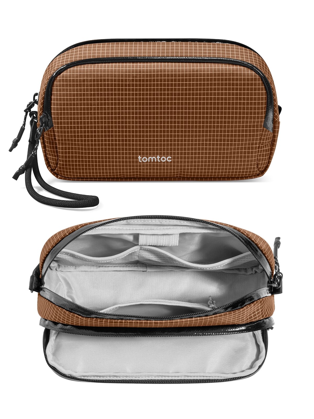 Сумка для аксессуаров Tomtoc Travel Light-T12, Electronic Accessory Pouch M 1.8L, Brown
