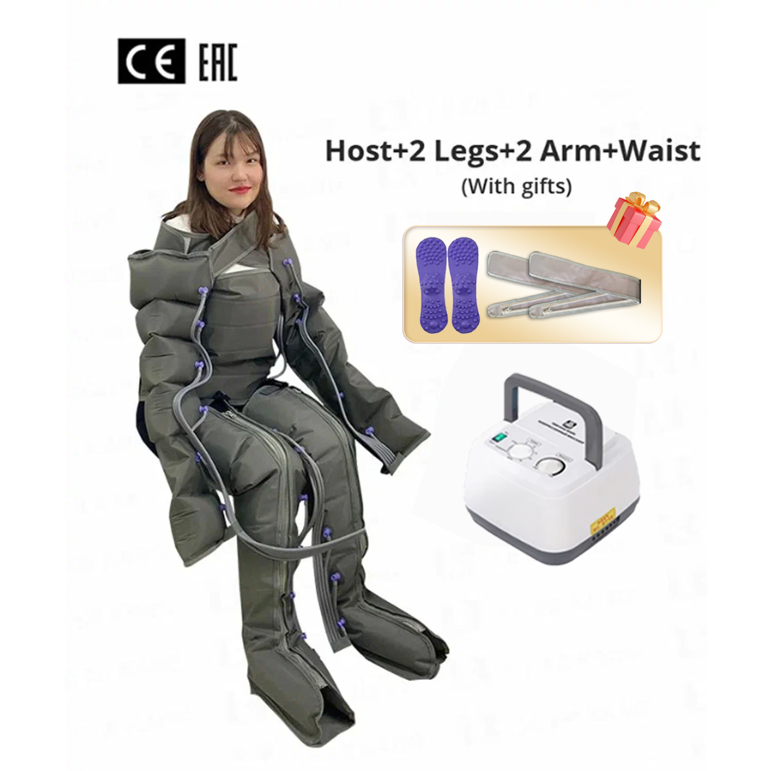 Аппарат для прессотерапии и лимфодренажа LEK-AM-6 для всего тела Воздушный насос + 5 шт. 6-камерная манжета