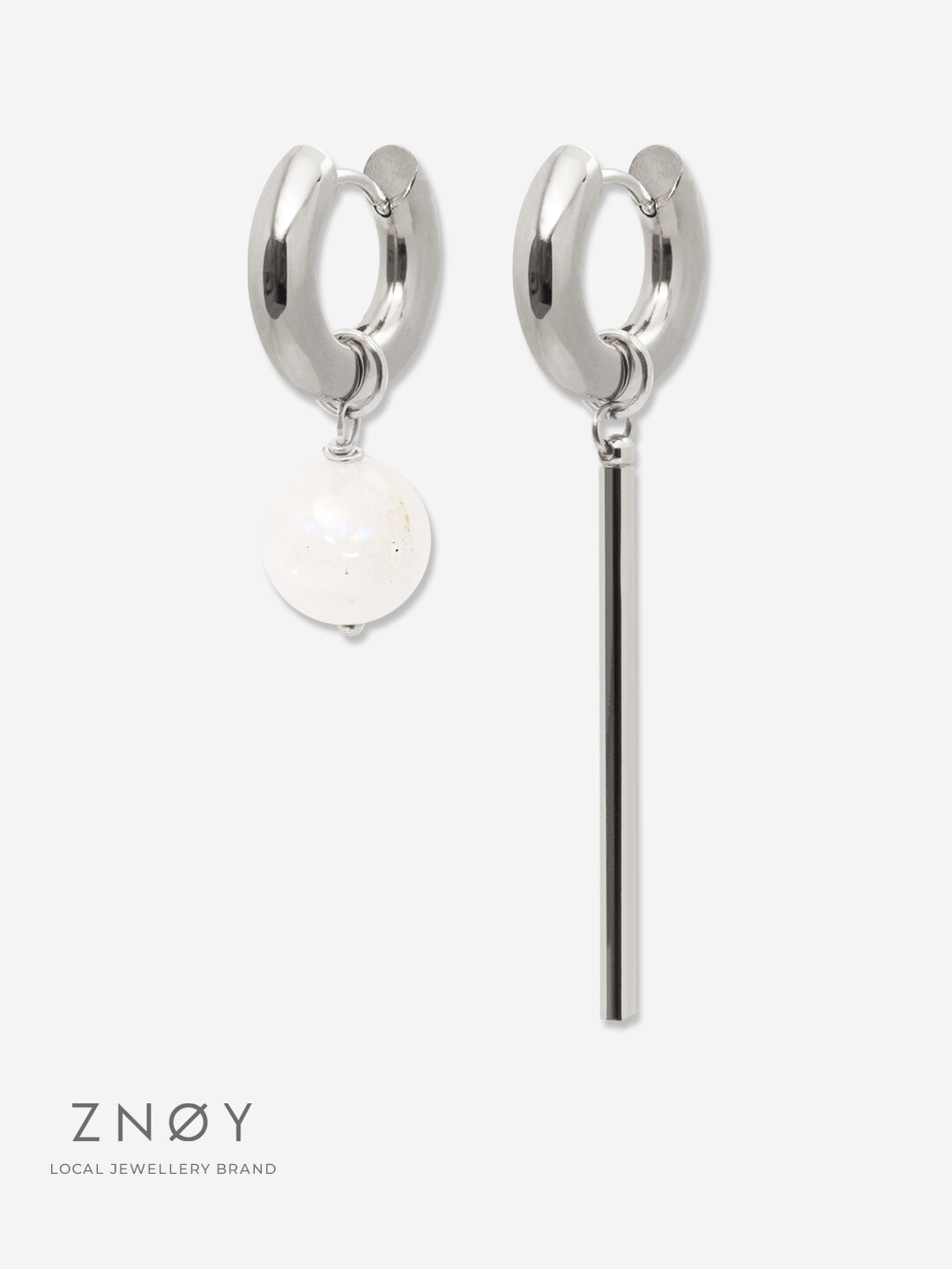 Серьги-трансформеры, лунный камень