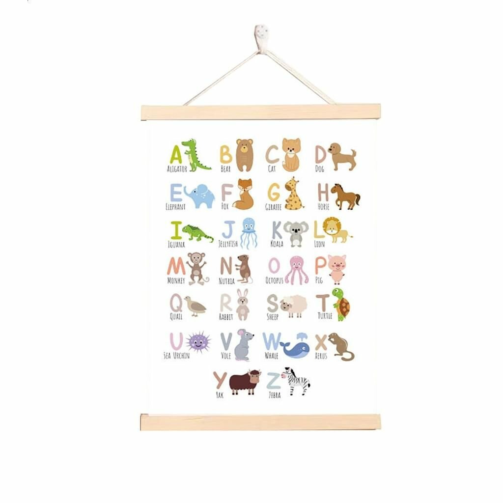 Детский алфавит с животными, - 60 x 40 см - Стиль B