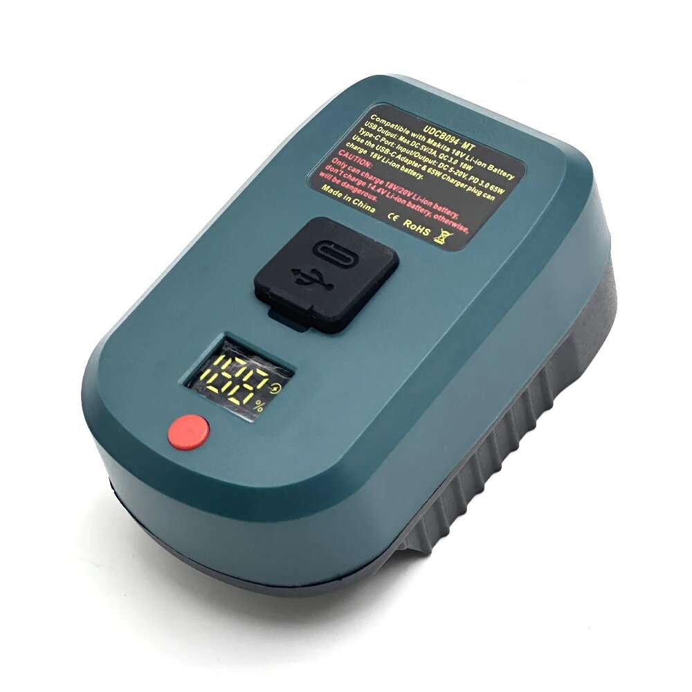 Адаптер Зарядного Устройства Для Литий-ионного Аккумулятора Makita 18 В, 5 Вт С Портами Type-C И USB