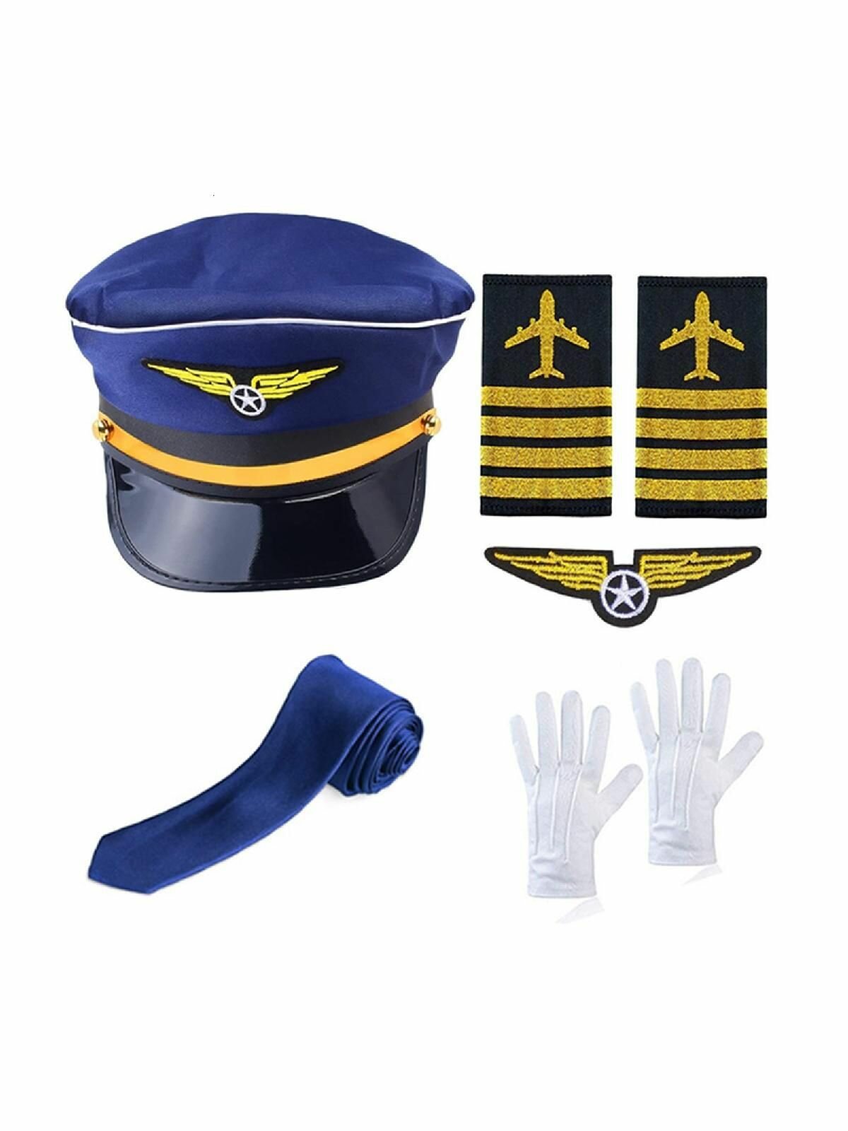 Комплект костюма капитана авиалинии, костюмы для ролевых игр стюардессы, аксессуар для косплея пилота для мужчин и женщин на Хэллоуин и маскарад, - Набор 4