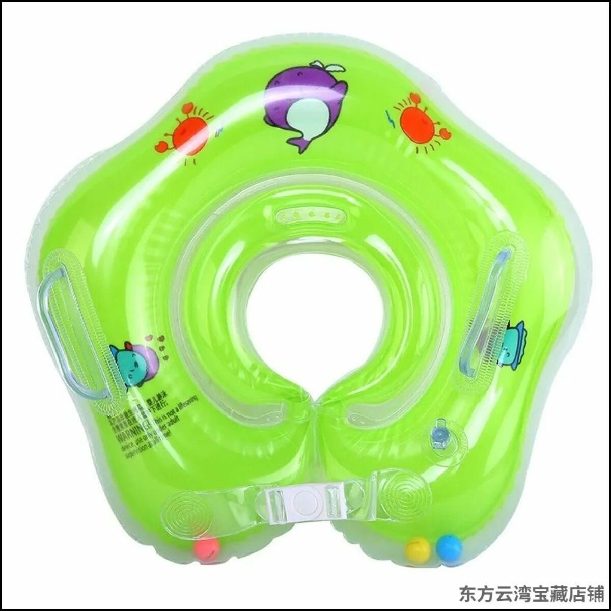 Надувной круг на шею для купания и плавания детей 0+ в ванне и бассейне / Детский плавательный круг на голову для новорожденных младенцев малышей с рождения и маленьких детей зеленый