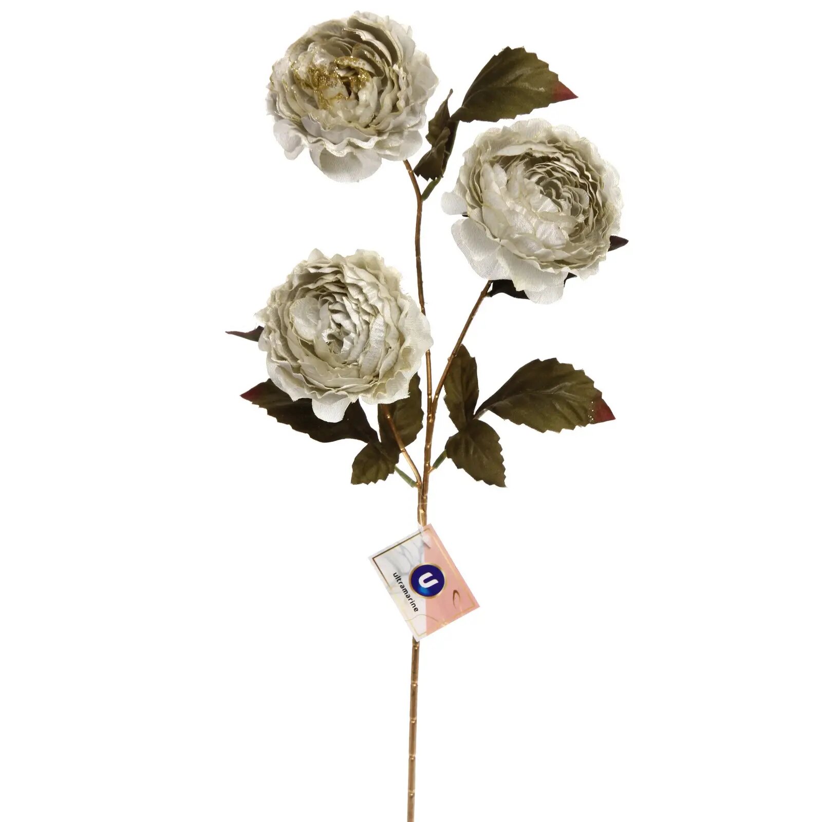 Искусственные цветы «FLOWERS GLAMOUR» 63см, белые с желтыми вкраплениями, декор для интерьера