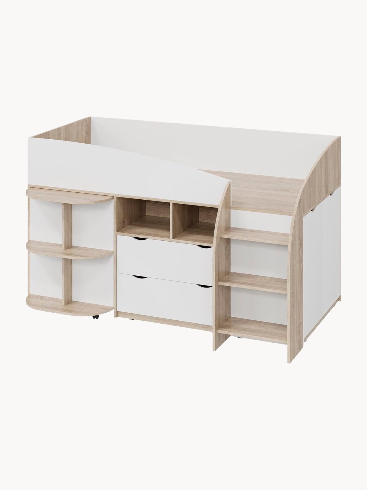 Кровать детская с тумбой, FRENT, дуб сонома без рисунка, "Немо"