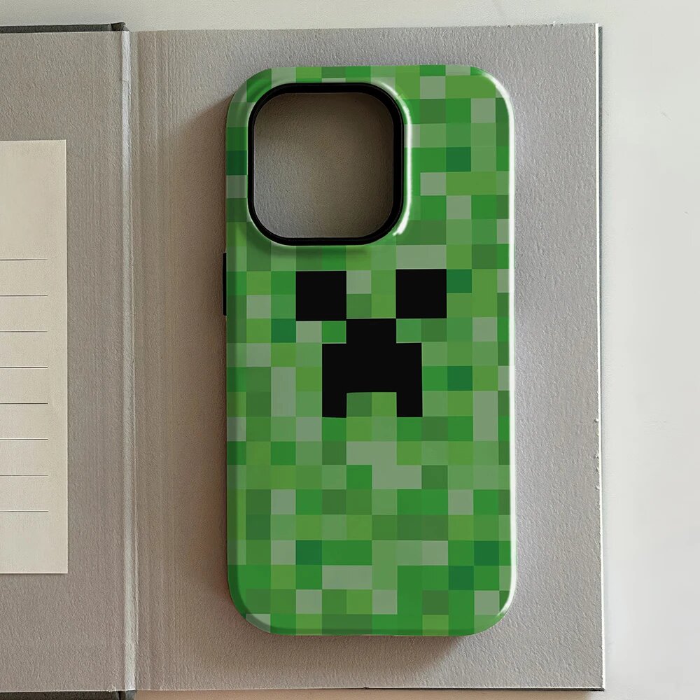Чехол для iPhone 16 ProMax Minecraft Creeper зеленый