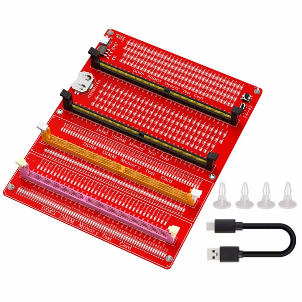 Устройство для тестирования памяти DDR3 DDR4 DDR5 UDIMM RDIMM с питанием от аккумулятора USB C Для идентификации неисправностей Памяти