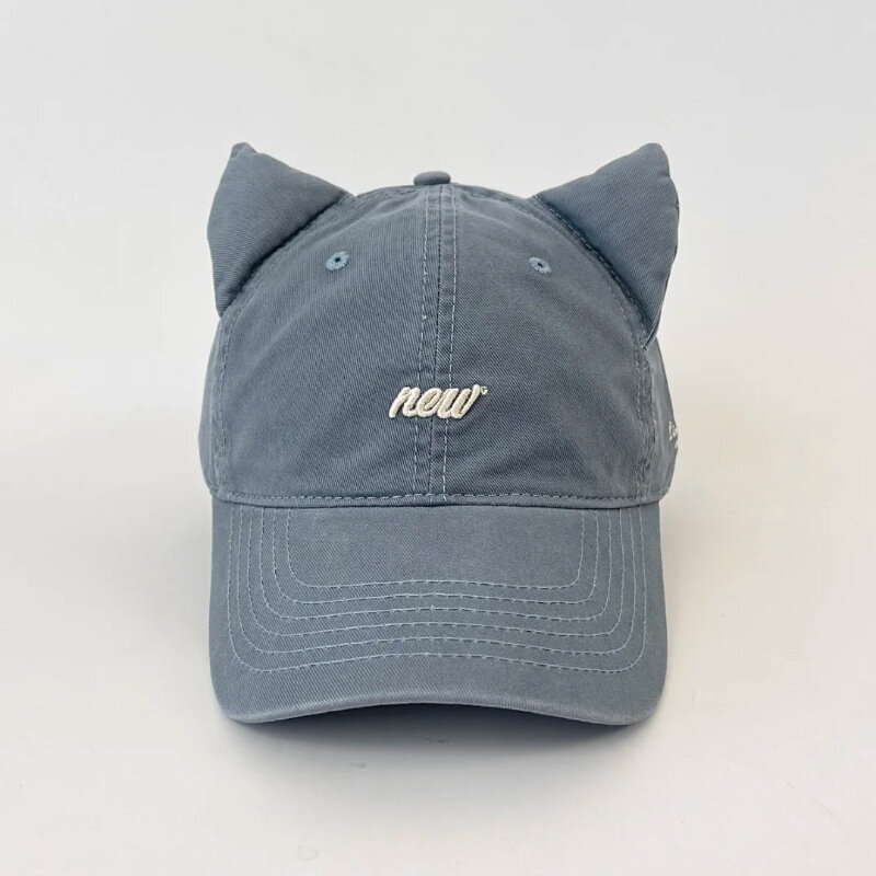 Новая модель 2025 года! Женская бейсболка с трехмерными кошачьими ушками, вышитыми буквами, фуражка в корейском стиле, повседневная и универсальная шляпа от солнца.