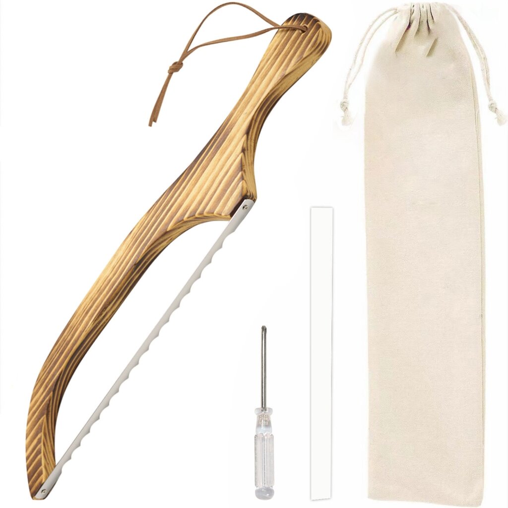 Хлебные луки резак деревянная текстура с практической сумкой для хранения, подходящих для любителей домашней выпечки, - Документ о древнем дереве