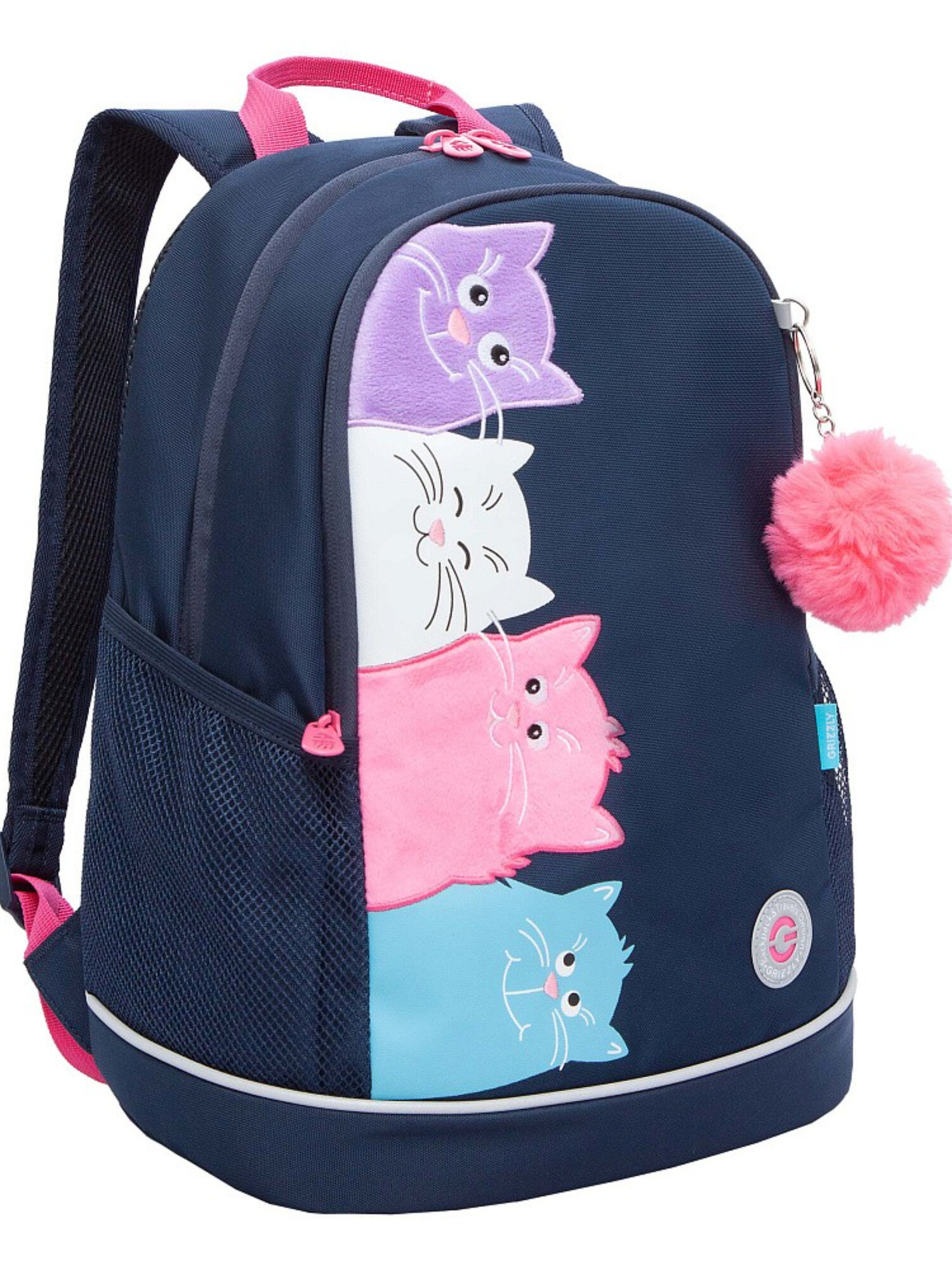 Школьный рюкзак GRIZZLY для девочек, RG-463-6 синий, 28х38х18