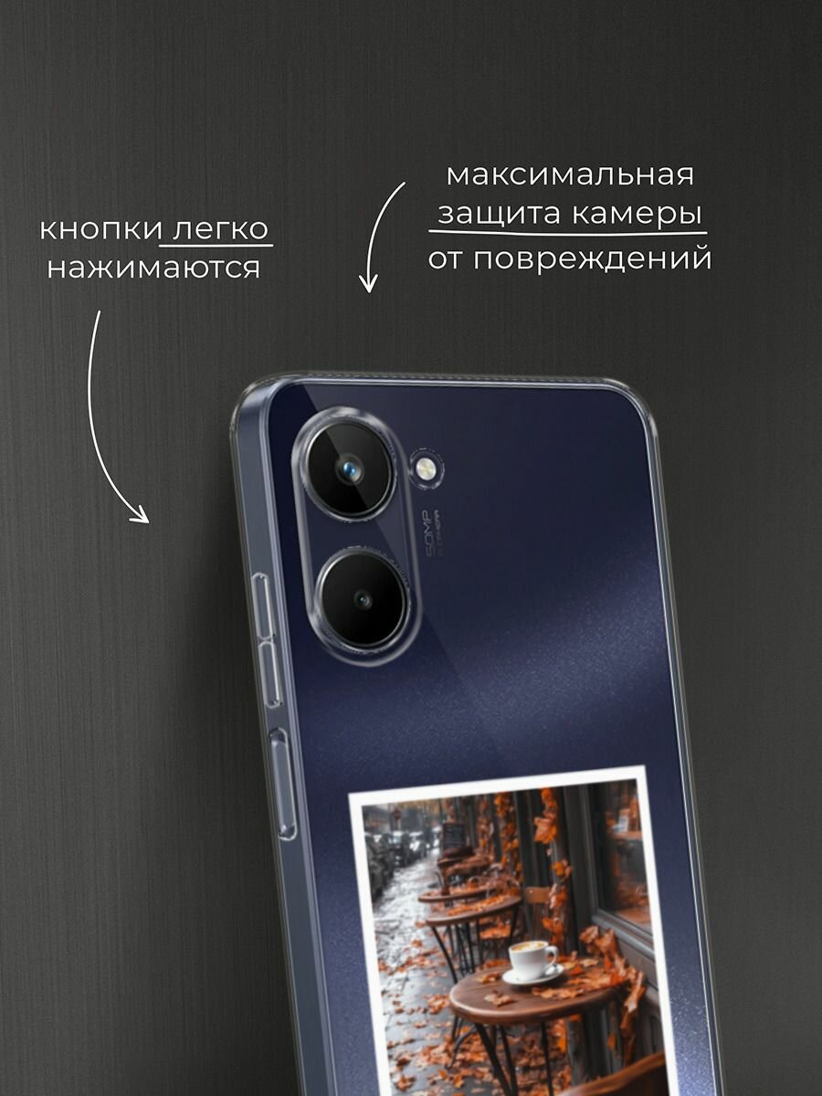 Силиконовый чехол на Realme 10 4G / Реалми 10 4G с принтом Осень и кофе — фото 1