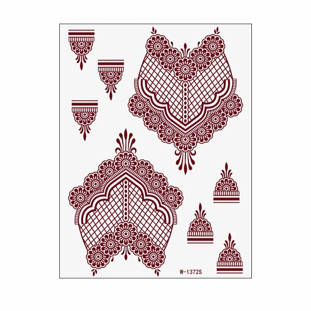 Наклейки с татуировками хной с водостойким цветочным рисунком для рук и плеч