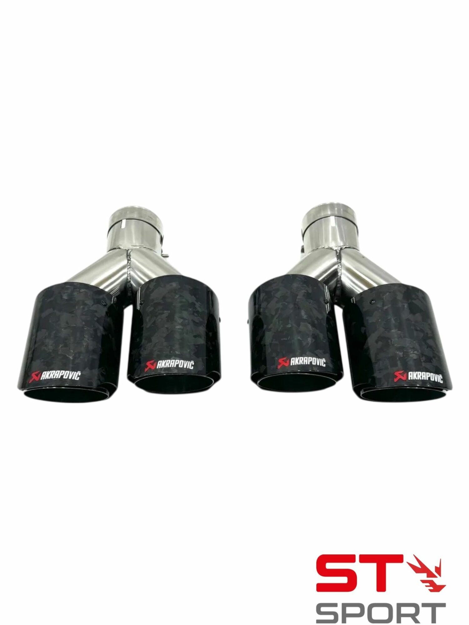 Раздвоенные насадки на глушитель "AKRAPOVIC" кованый карбон Ф60мм 2 шт