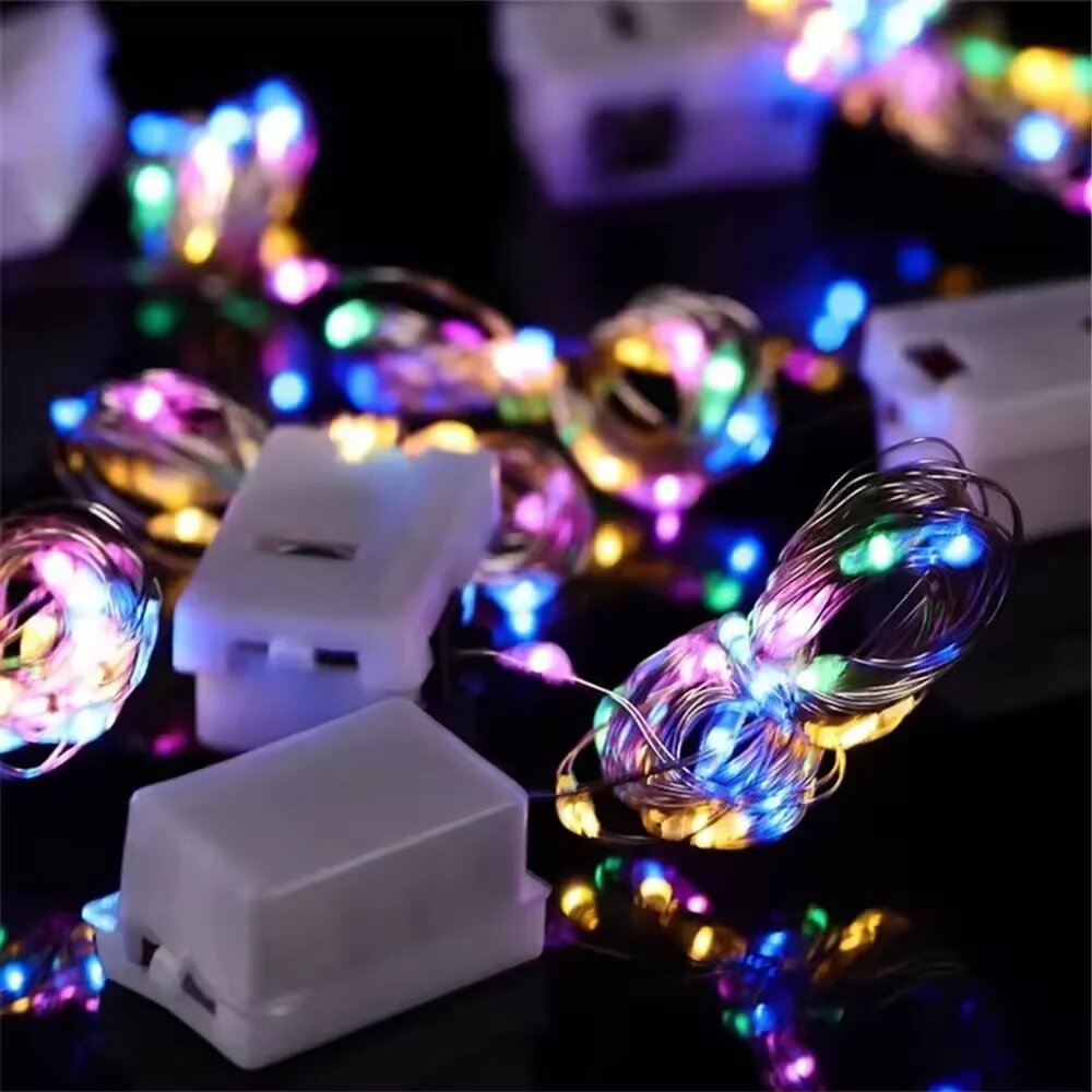 Гирлянды LED Htomaza 10шт, медная проволока, разноцветные/теплый белый 10pcs color