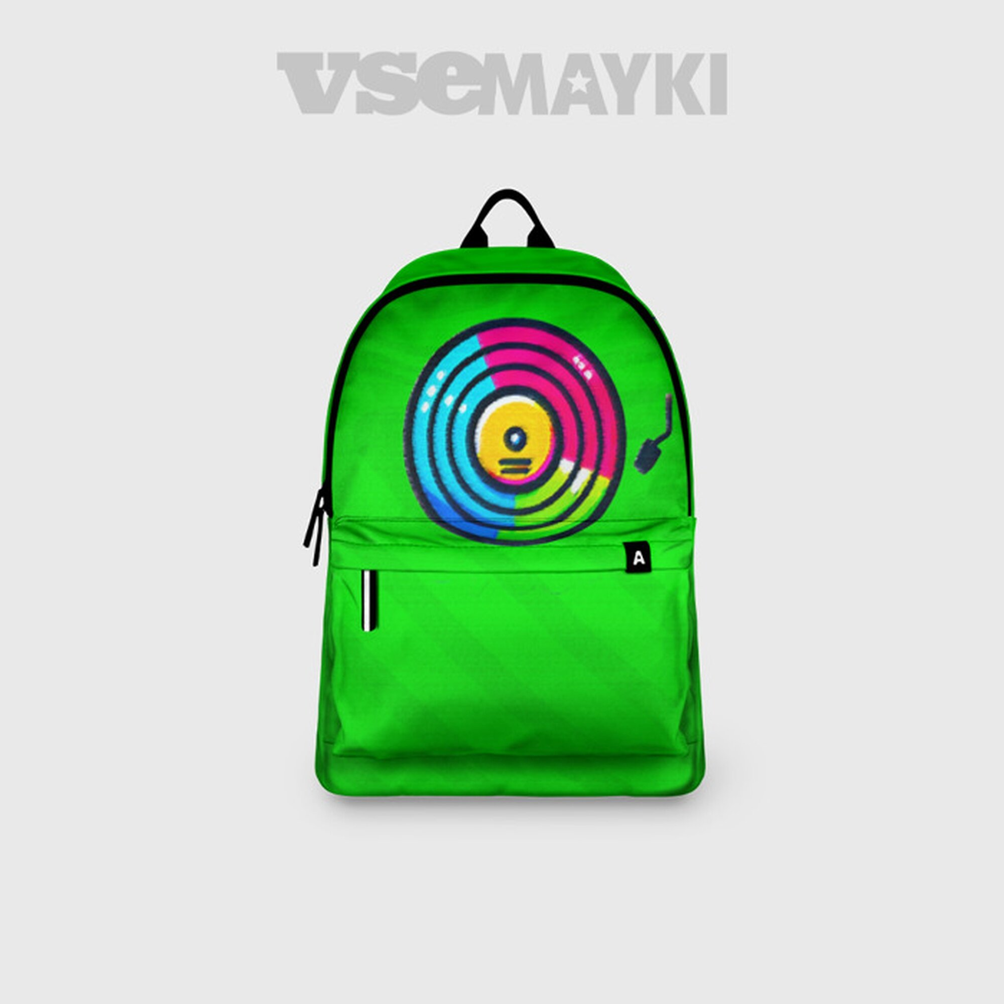 Рюкзак VseMayki с принтом Виниловый ритм 90-х, One size, белый